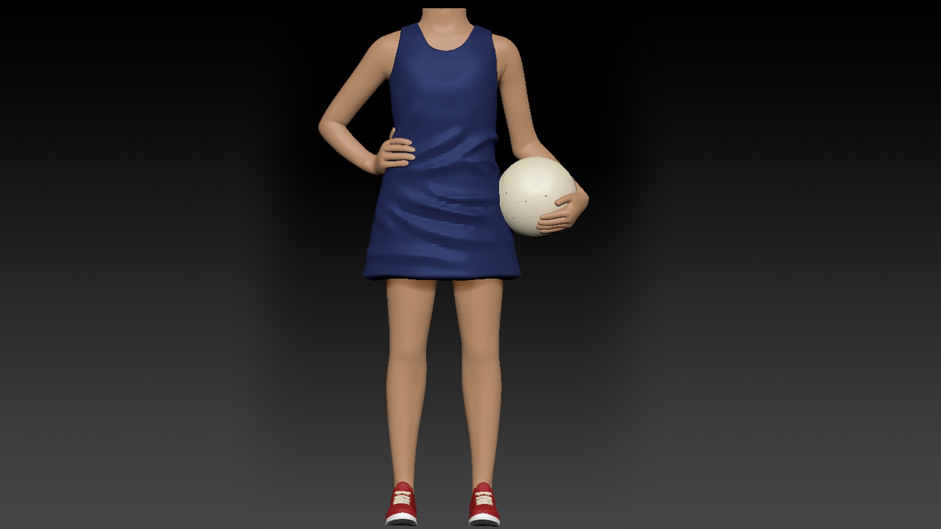 3D Model Netball Girl Ready Print - TurboSquid 1709418