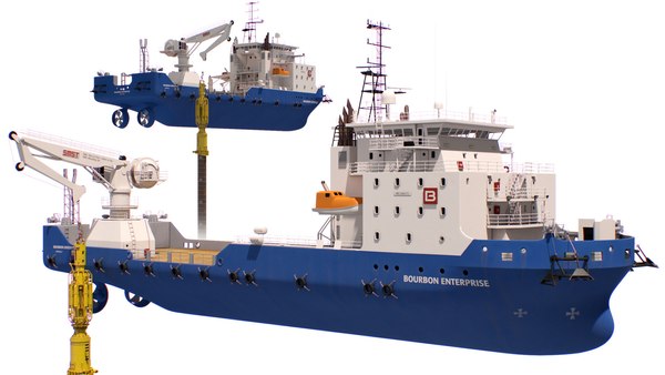 modelo 3d Embarcación de construcción y martinete submarino de alta mar ...