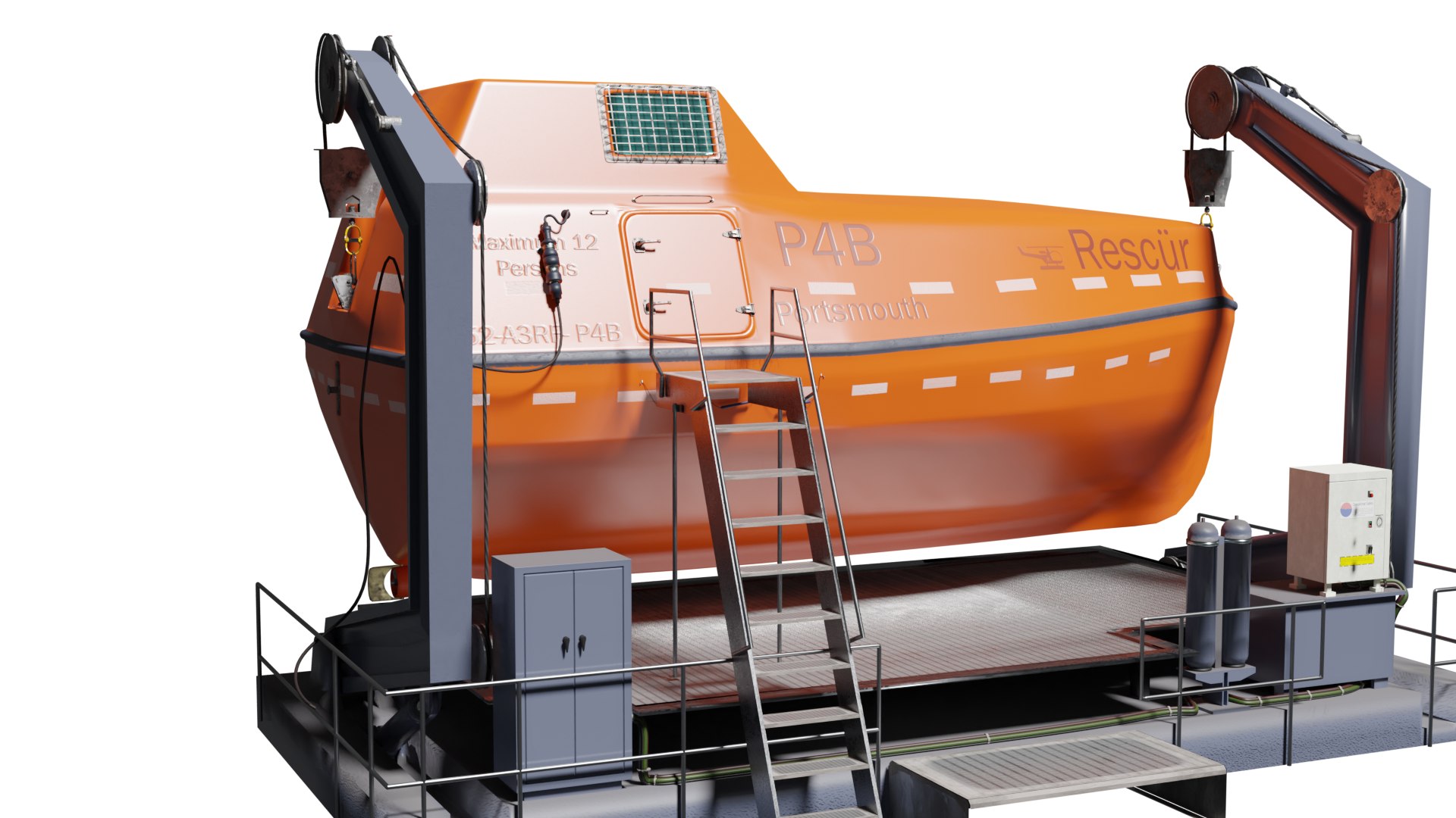 3D Modern Lifeboat And Davits - TurboSquid 2027658