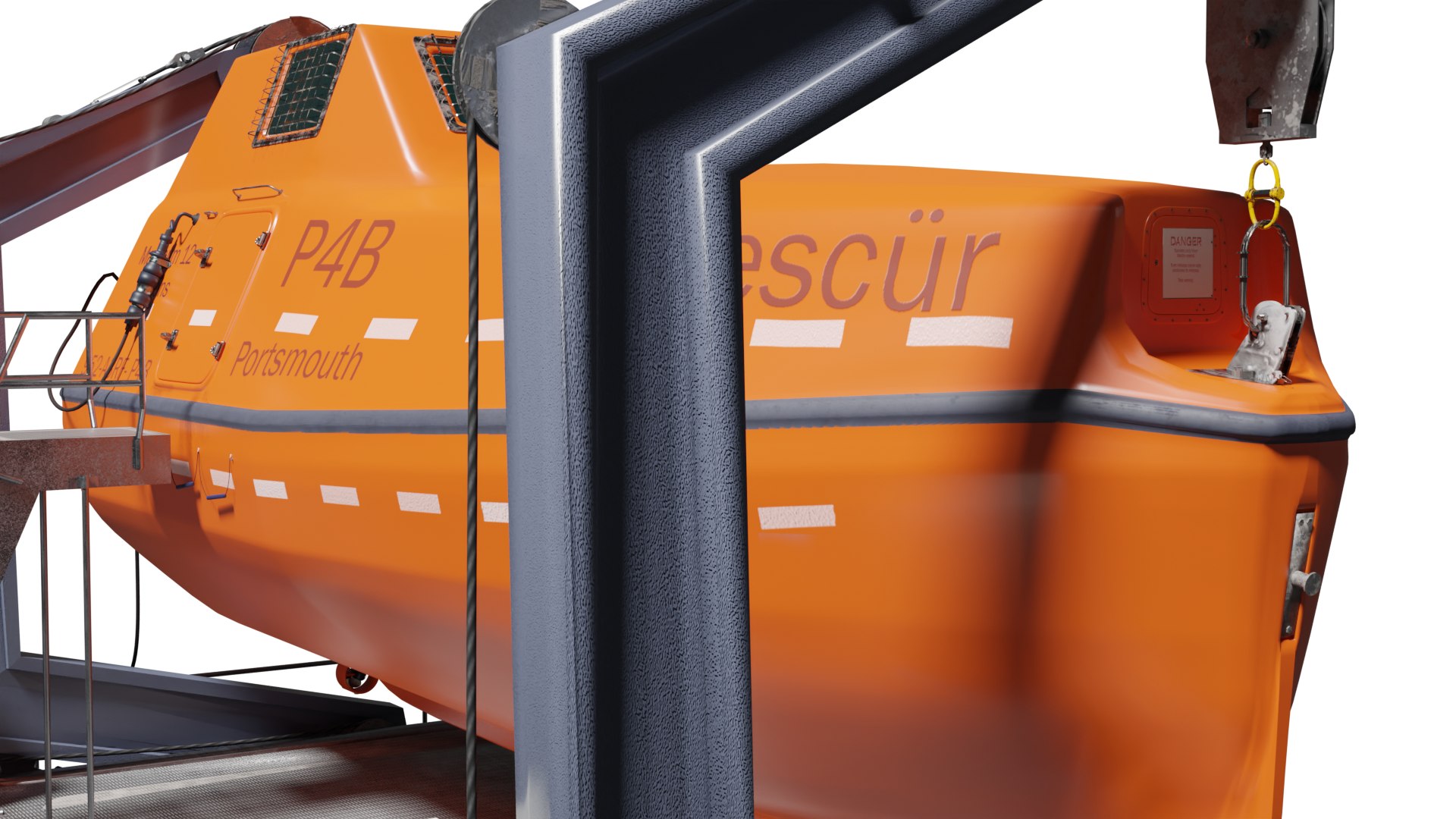 3D Modern Lifeboat And Davits - TurboSquid 2027658