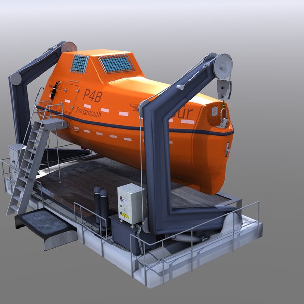 modelo 3d Modern Lifeboat and Davits - TurboSquid 2027658