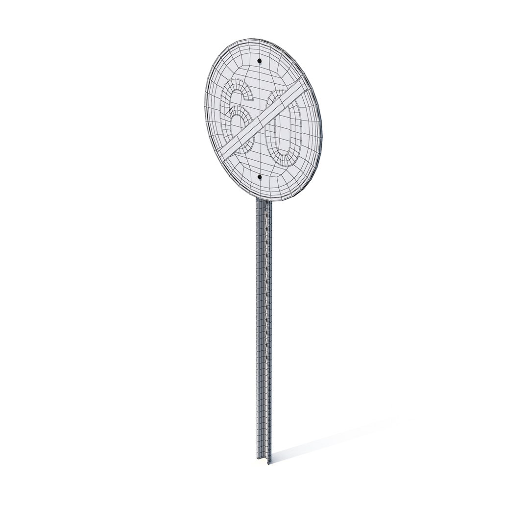 End Of Minimum Speed Limit 60 Road Sign Pole 3D Model - TurboSquid 2102357