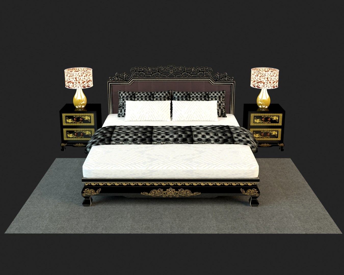 Double Bed Realistic 3D Model - TurboSquid 1579375
