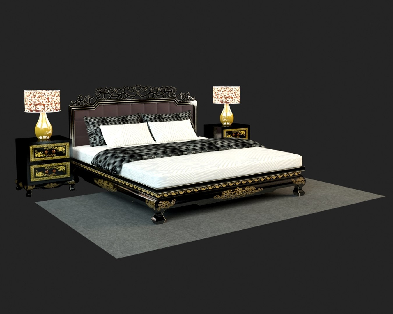 Double Bed Realistic 3D Model - TurboSquid 1579375