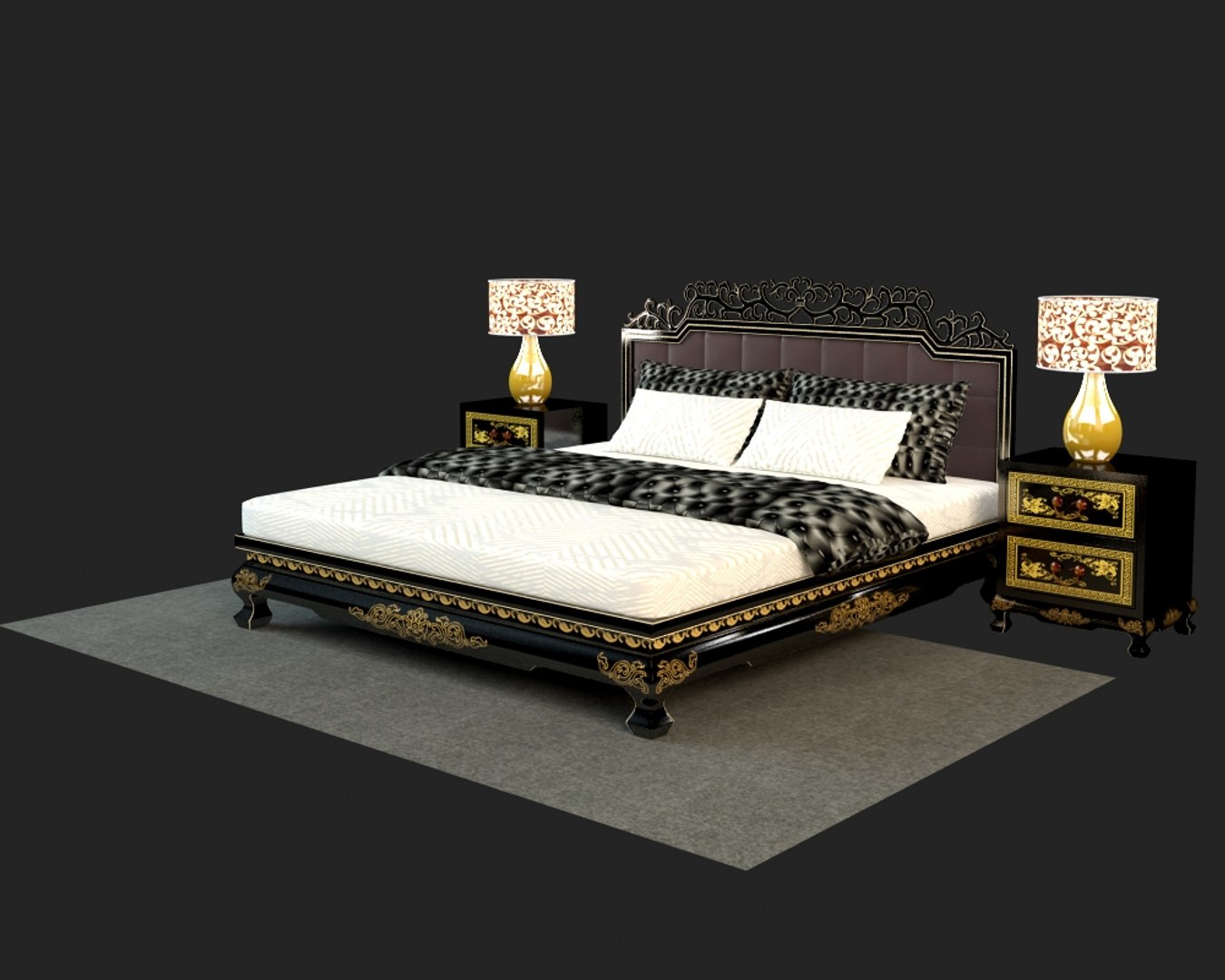 Double Bed Realistic 3D Model - TurboSquid 1579375