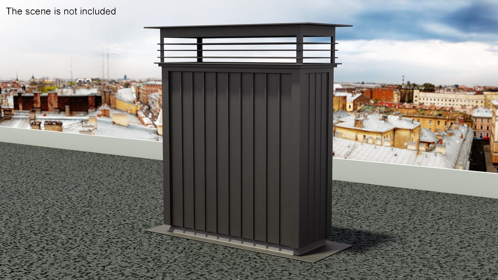 3D Metal Chimney Rectangular Black - TurboSquid 2051096