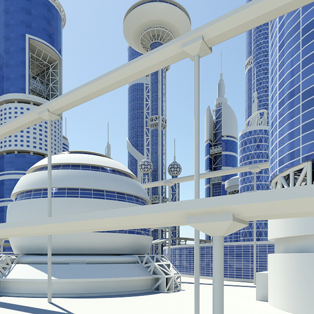3d futuristic buildings model