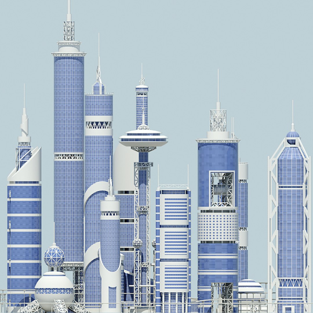 3d futuristic buildings model