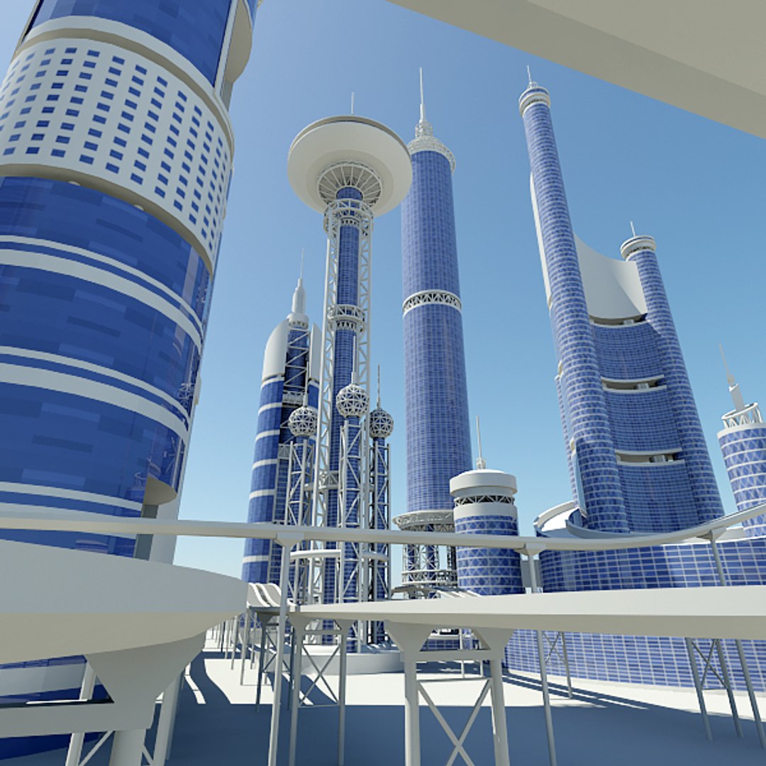 3d futuristic buildings model