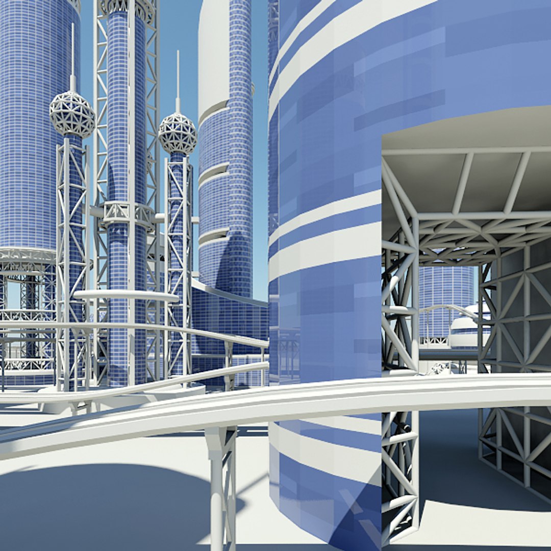3d futuristic buildings model