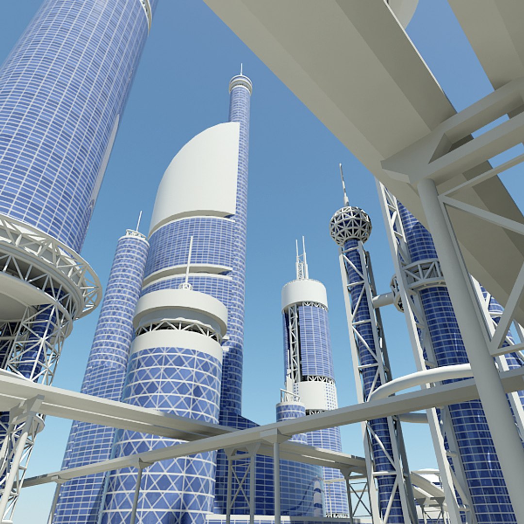 3d futuristic buildings model