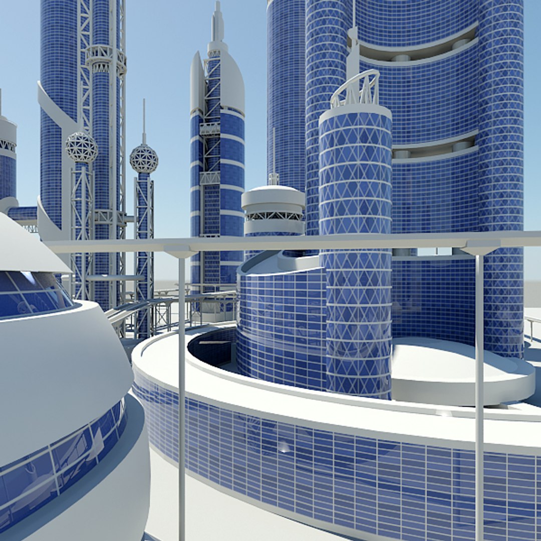 3d futuristic buildings model