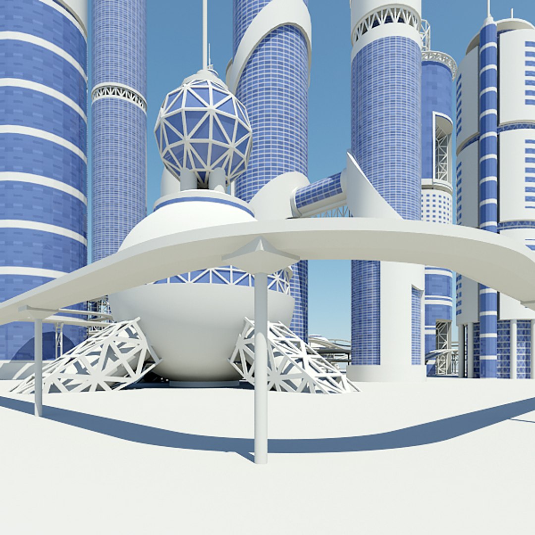 3d futuristic buildings model