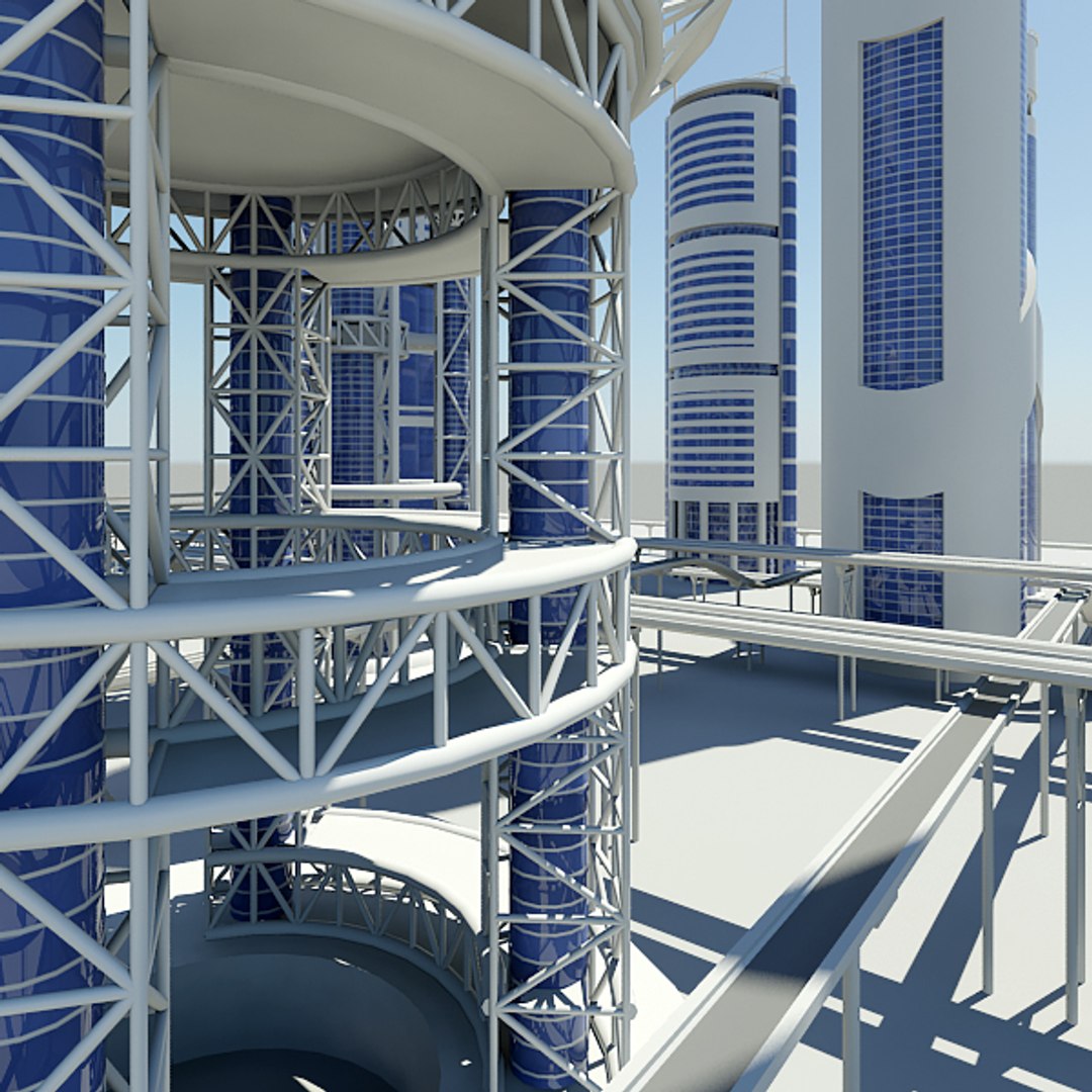 3d futuristic buildings model
