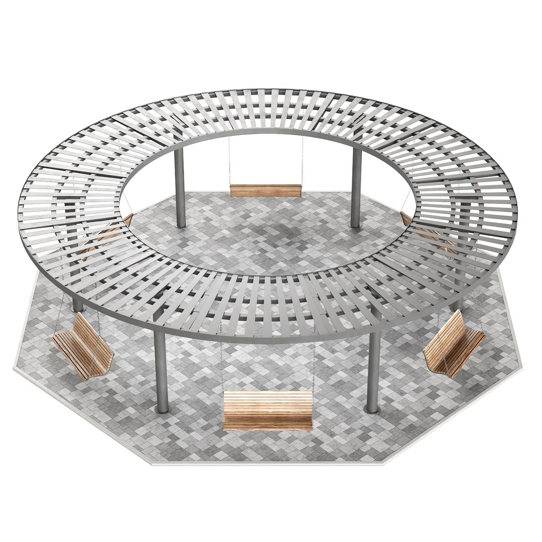 3D Set Of Pergolas Gazebos Canopies With Swings Benches Model ...