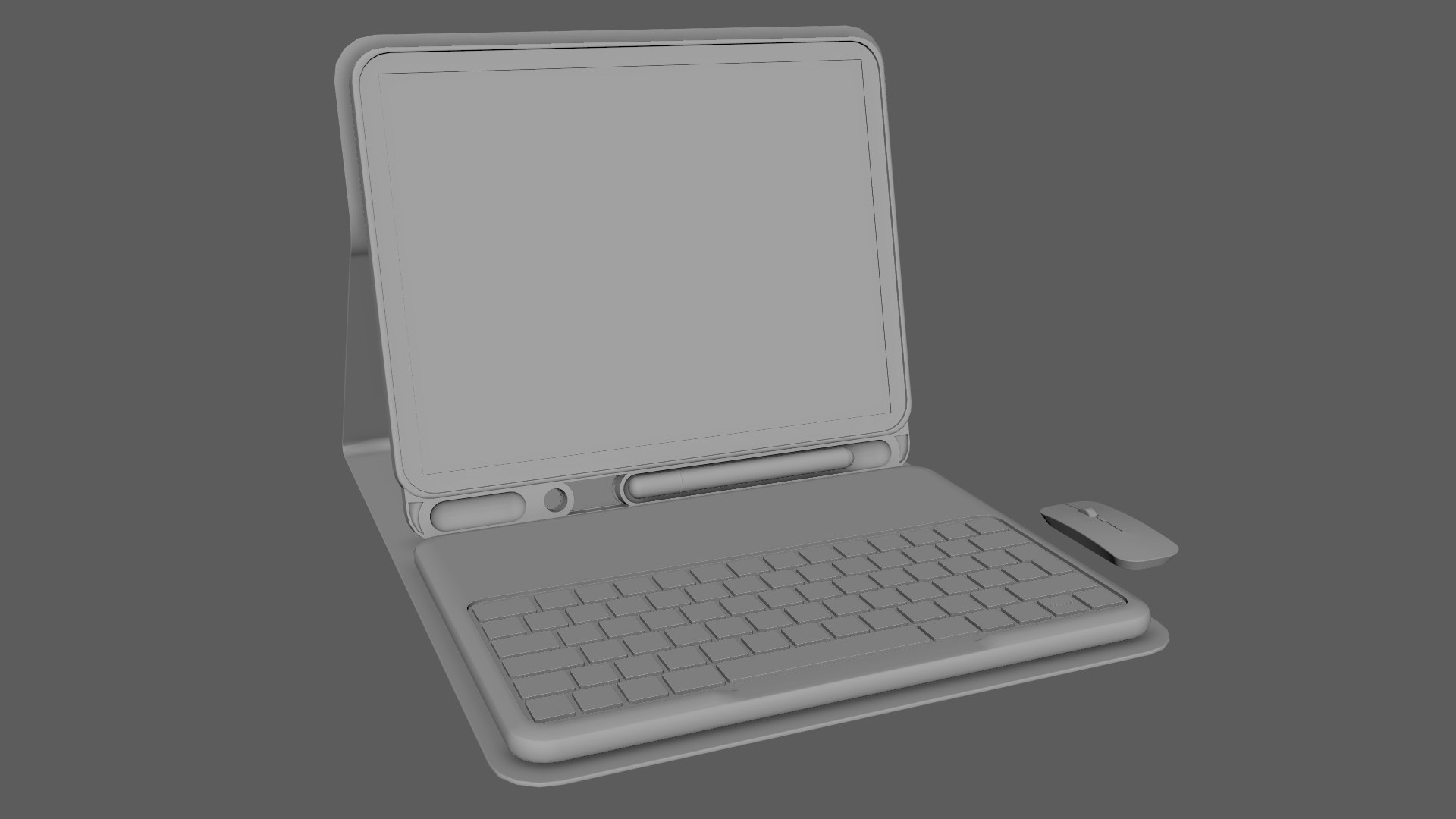 3D Modern Pc Tablet Set Pen Mouse Pink Plastic Version Model ...