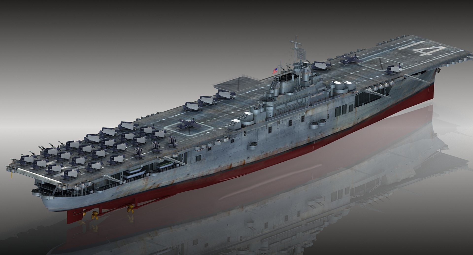 3D uss ticonderoga cv-14 cv - TurboSquid 1413884