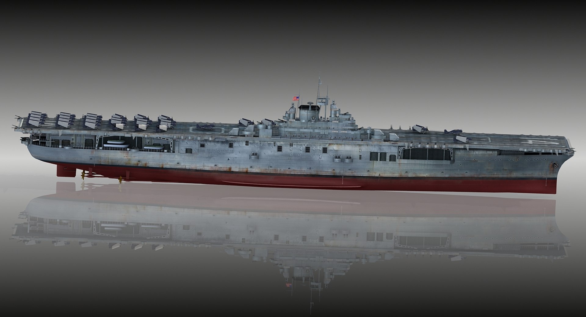 3D uss ticonderoga cv-14 cv - TurboSquid 1413884