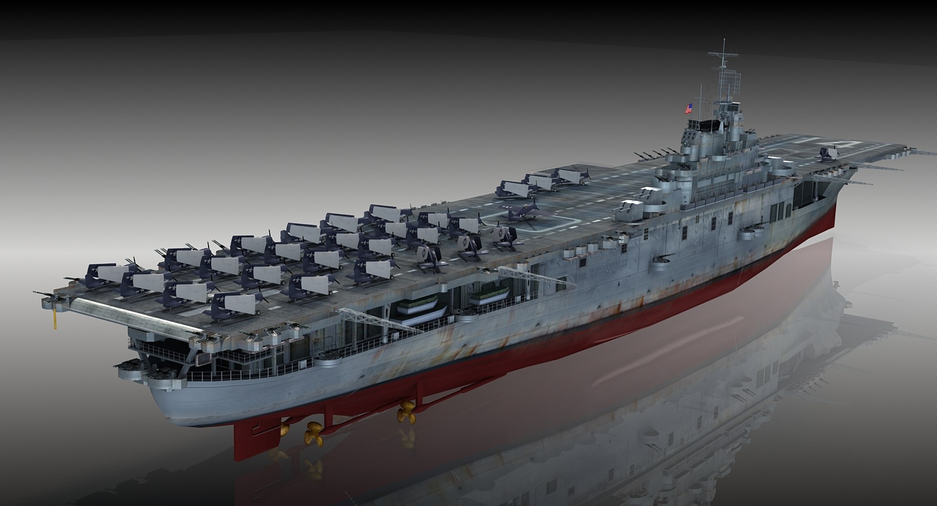 3D uss ticonderoga cv-14 cv - TurboSquid 1413884