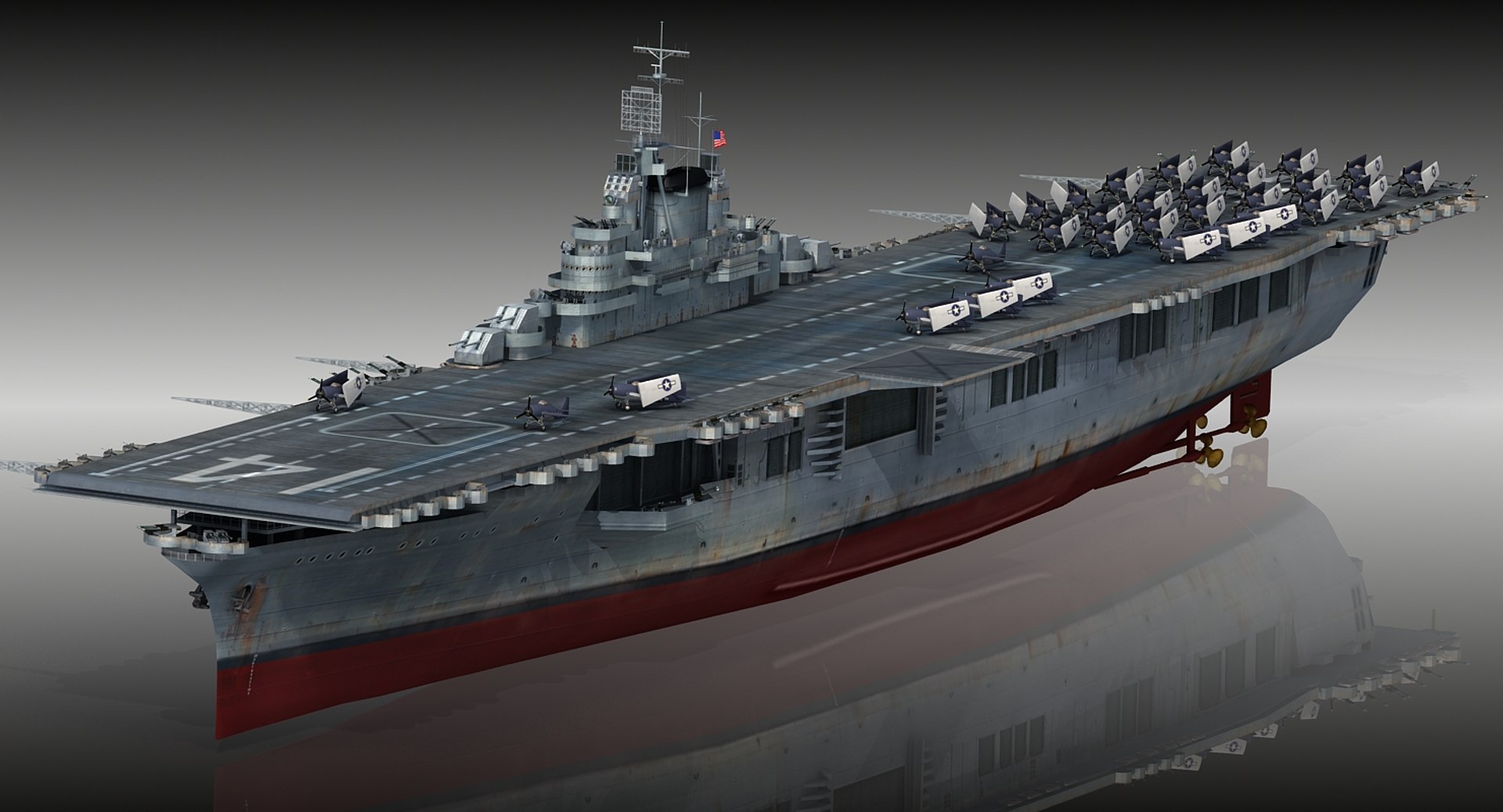 3D uss ticonderoga cv-14 cv - TurboSquid 1413884