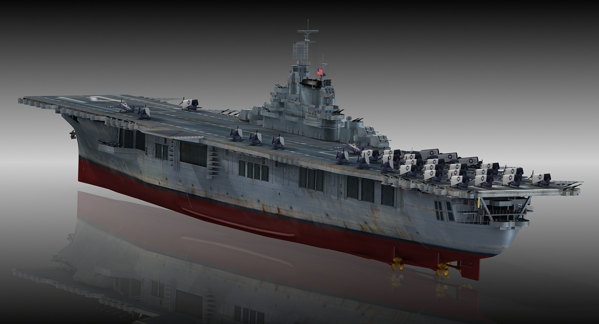 3D uss ticonderoga cv-14 cv - TurboSquid 1413884