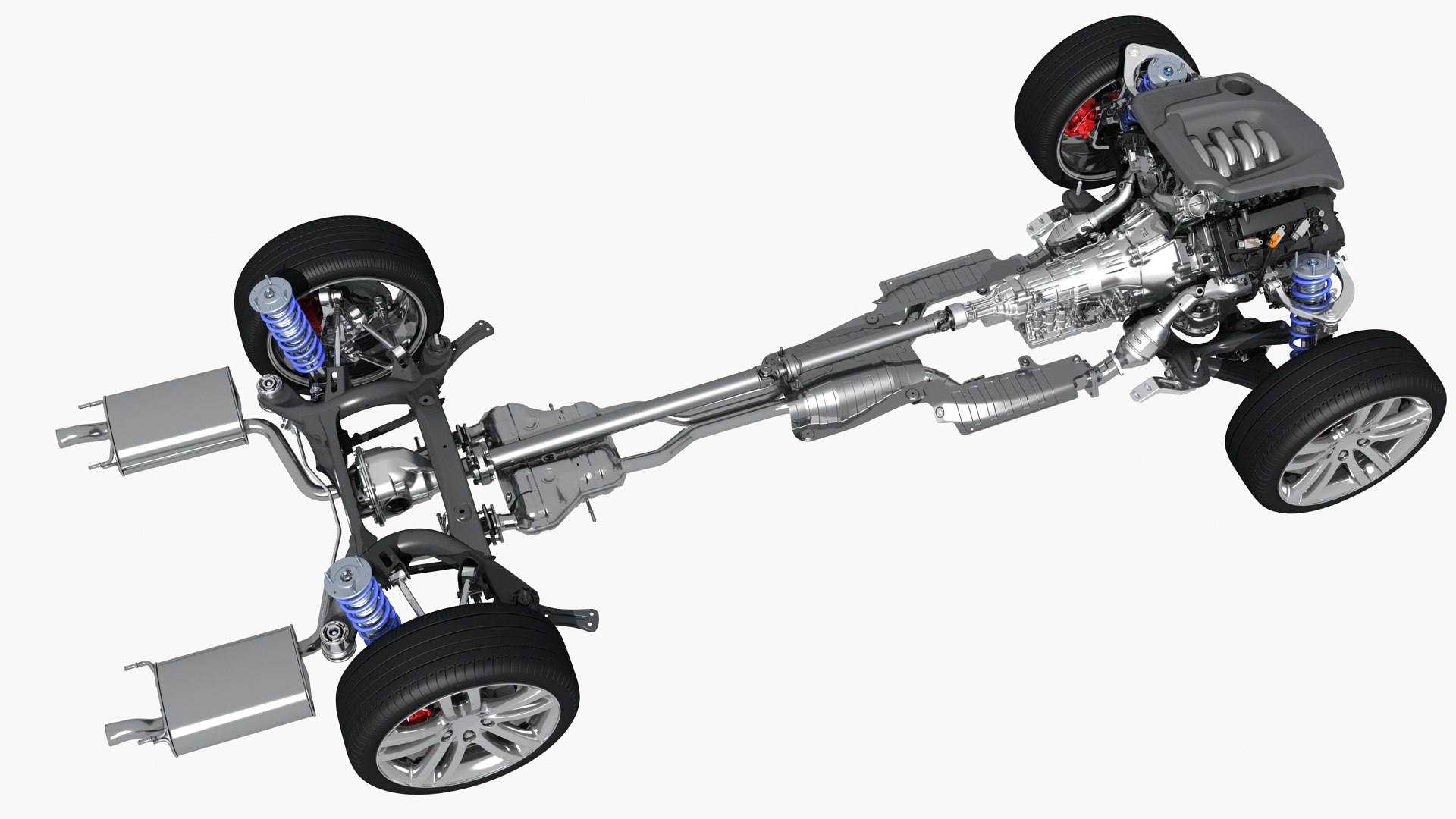 Car Chassis With Engine Collection Model - TurboSquid 2053129