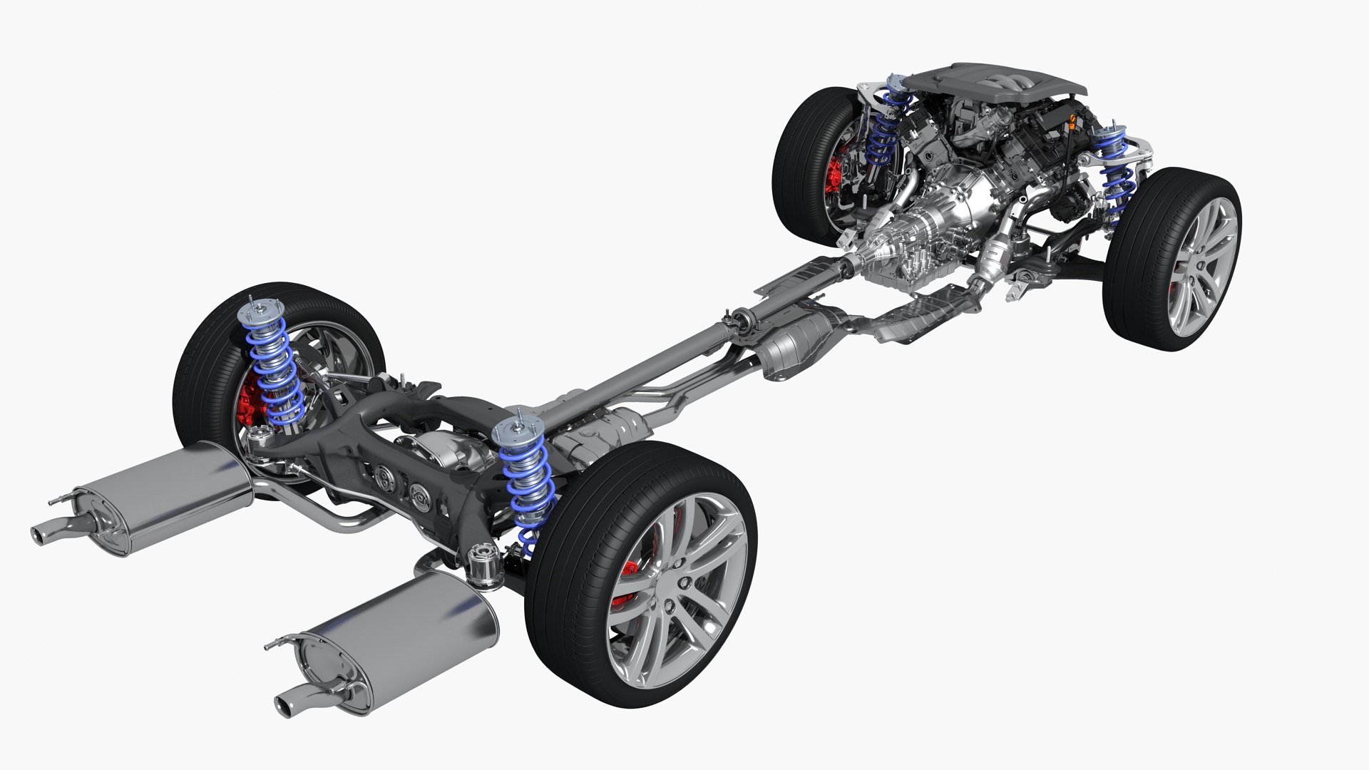 Car Chassis With Engine Collection Model - TurboSquid 2053129