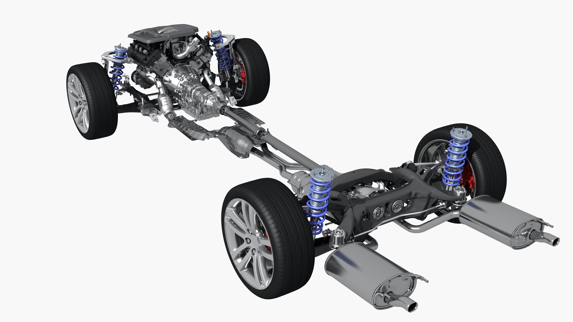 Car Chassis With Engine Collection Model Turbosquid 2053129