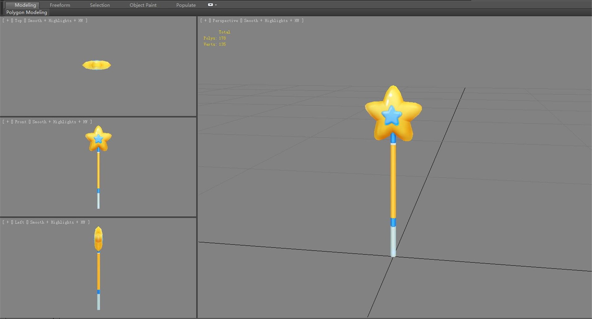 3D Cartoon Pentagram Wand Model - TurboSquid 2269392