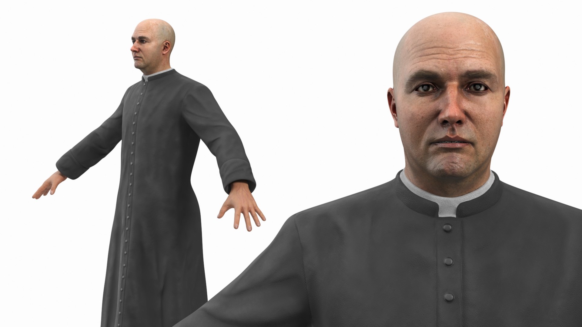 3D Catholic Priest A-Pose - TurboSquid 2320890