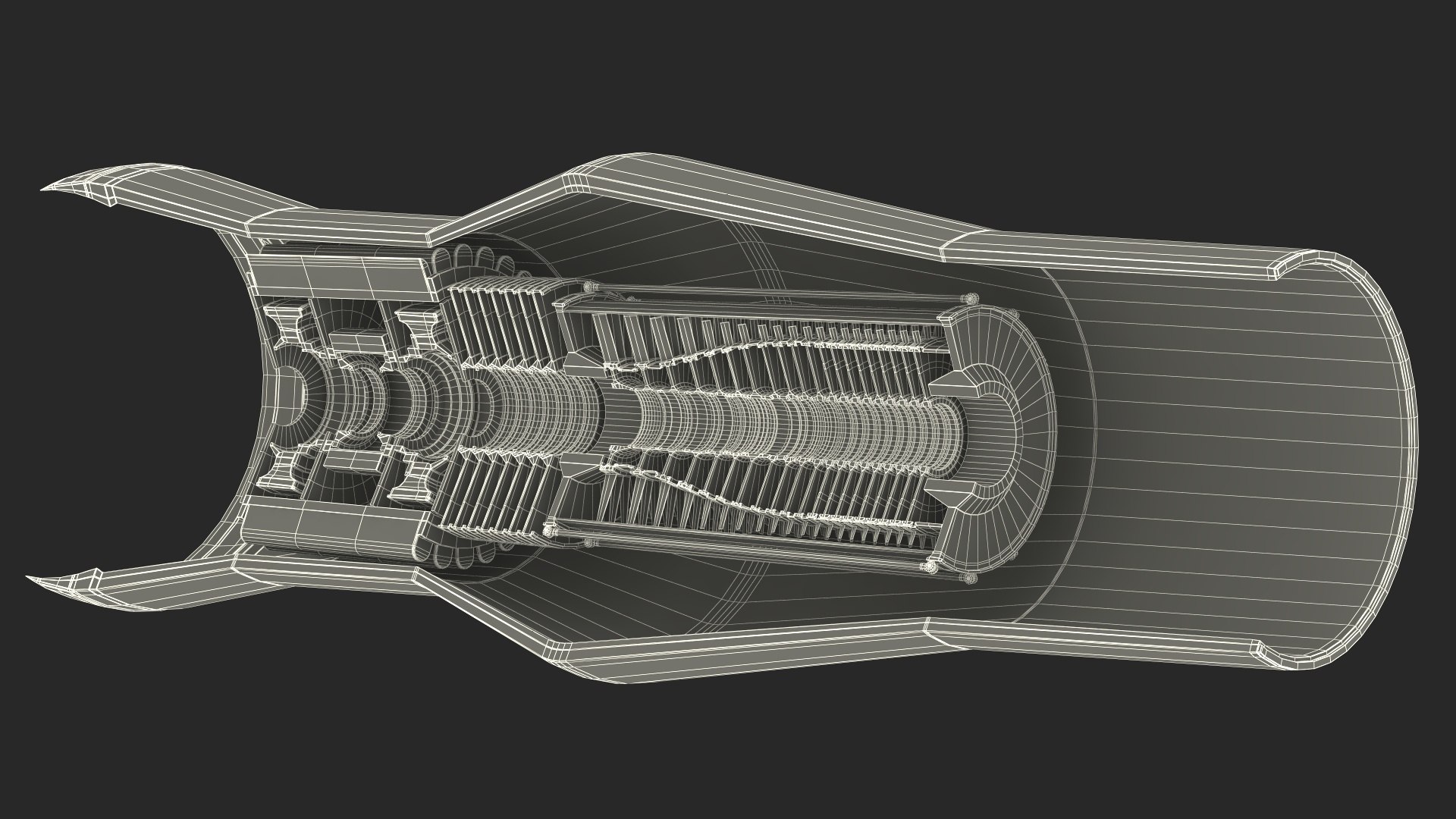 Inside Rotor Jet Engine Turbine In Cutaway 3D - TurboSquid 2381227