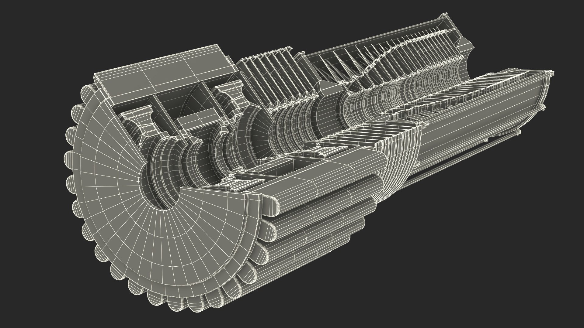 Inside Rotor Jet Engine Turbine In Cutaway 3D - TurboSquid 2381227