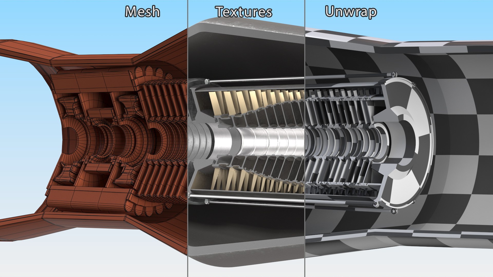 Inside Rotor Jet Engine Turbine In Cutaway 3D - TurboSquid 2381227