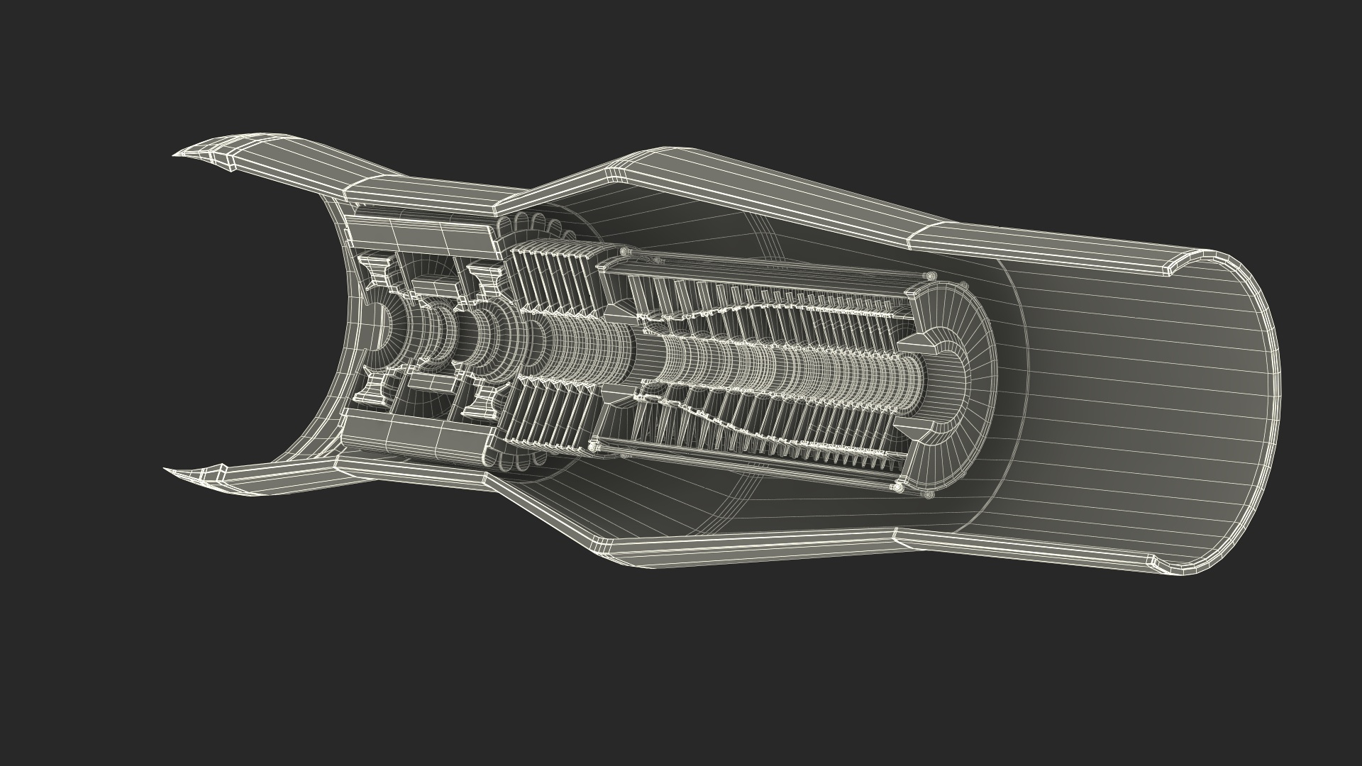 Inside Rotor Jet Engine Turbine In Cutaway 3D - TurboSquid 2381227