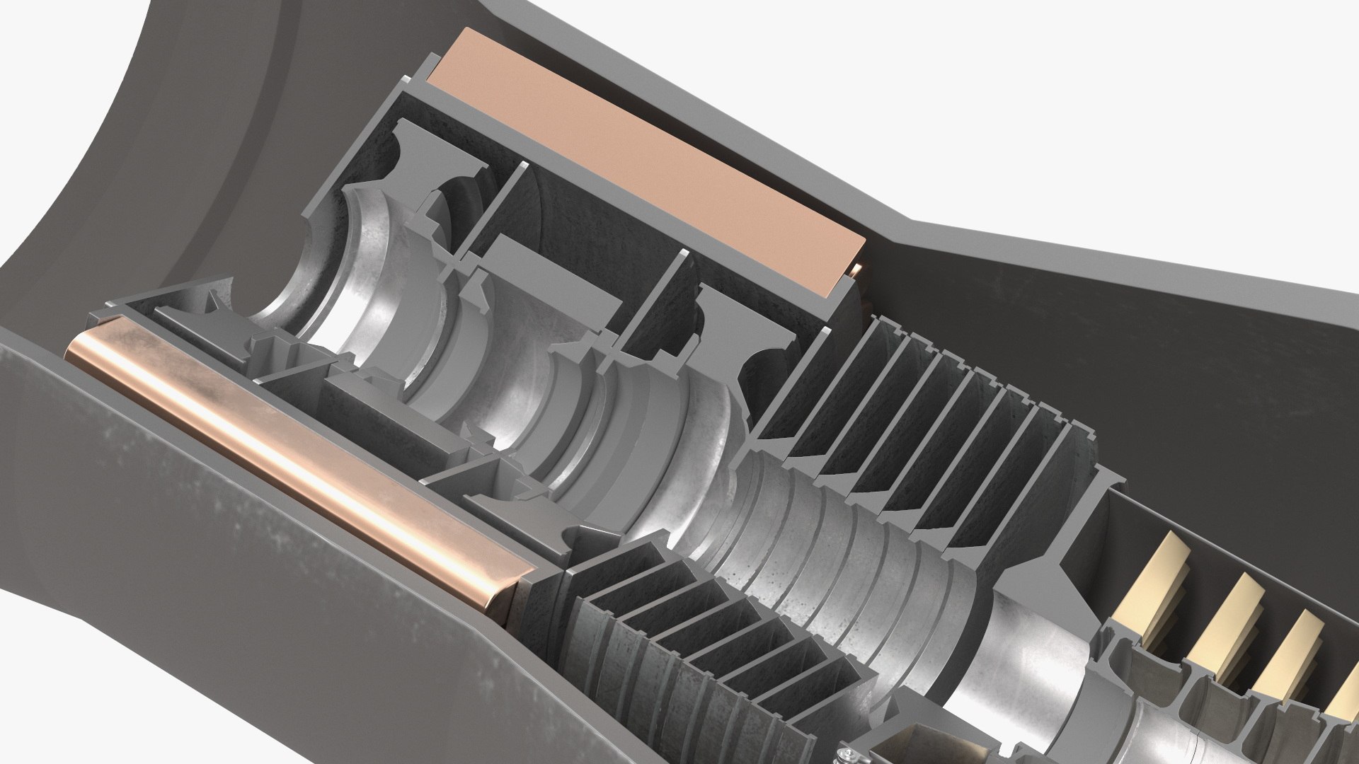 Inside Rotor Jet Engine Turbine In Cutaway 3D - TurboSquid 2381227