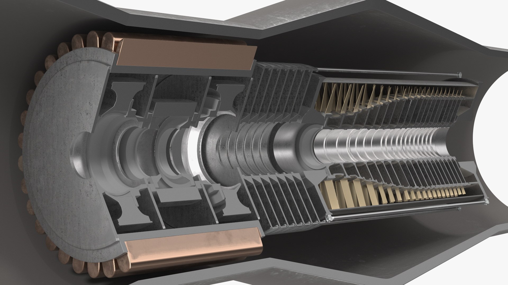 Inside Rotor Jet Engine Turbine In Cutaway 3D - TurboSquid 2381227