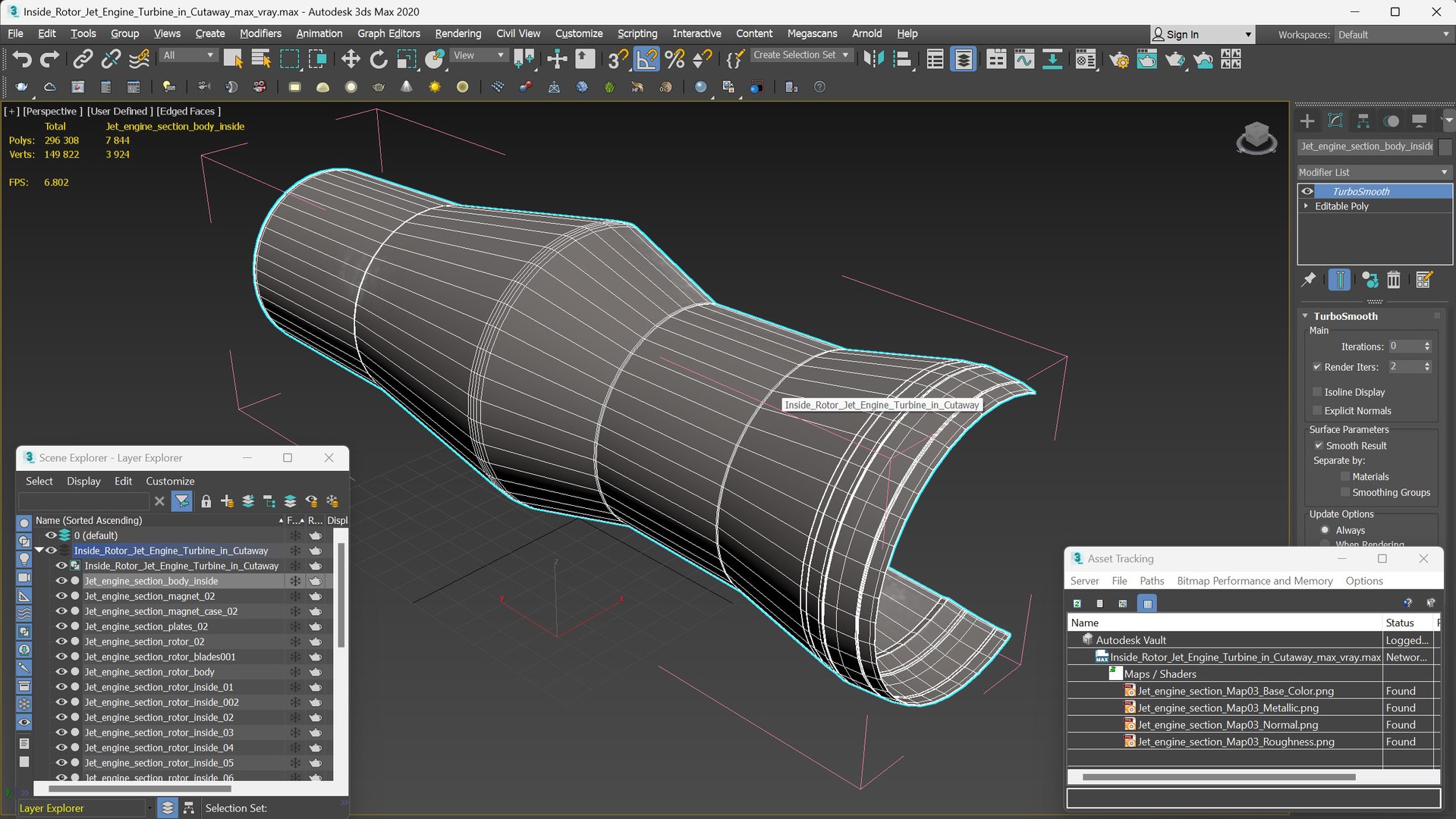Inside Rotor Jet Engine Turbine In Cutaway 3D - TurboSquid 2381227