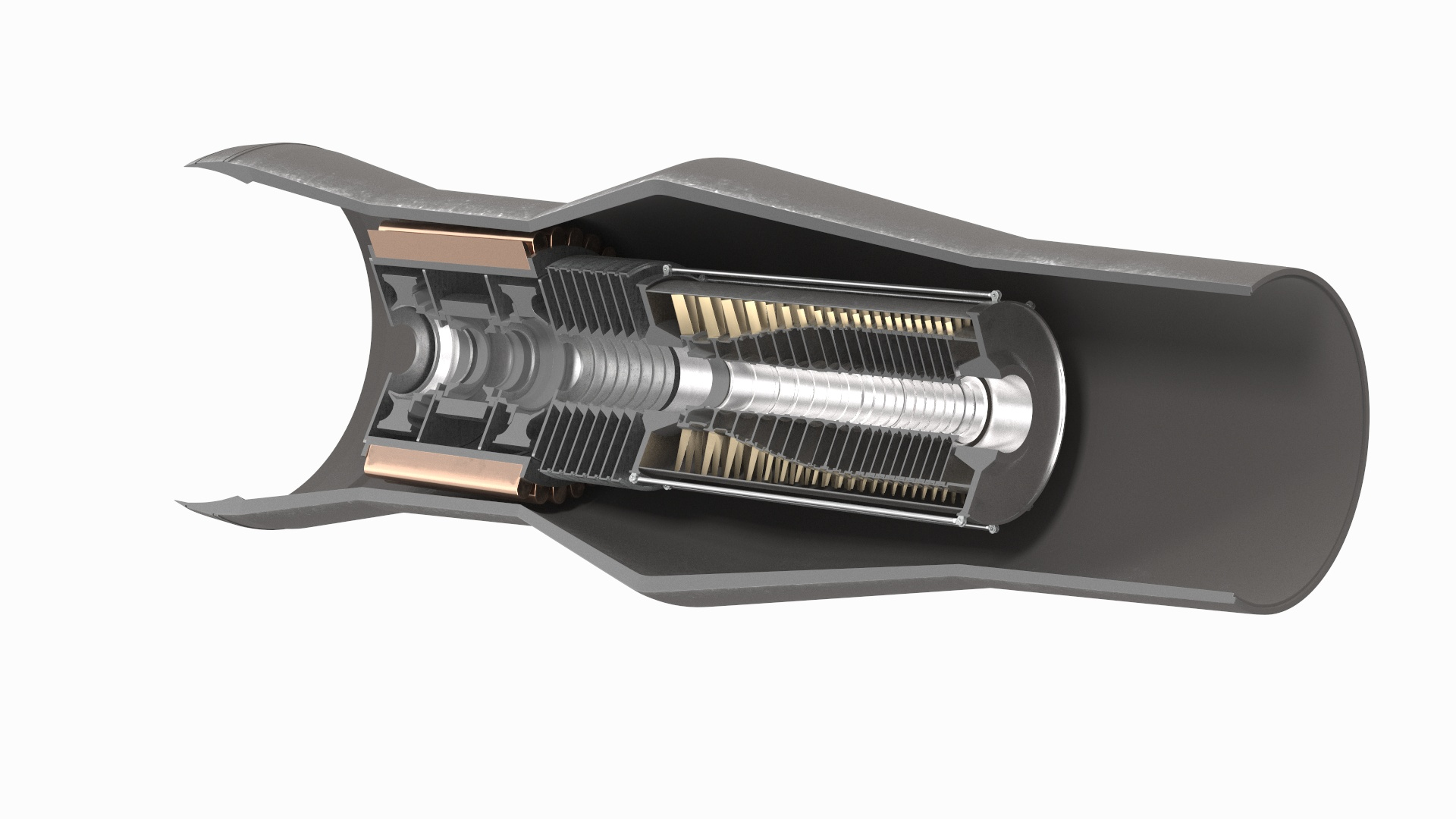 Inside Rotor Jet Engine Turbine In Cutaway 3D - TurboSquid 2381227
