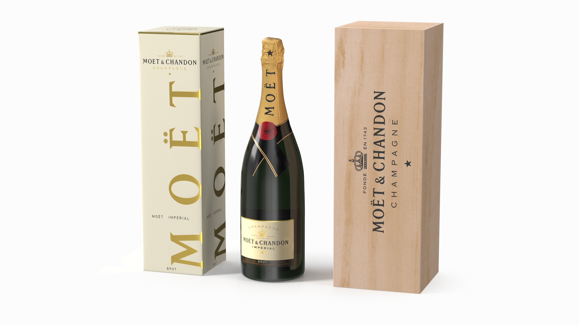3D Set Champagne Moet And Chandon Brut Imperial - TurboSquid 2277687