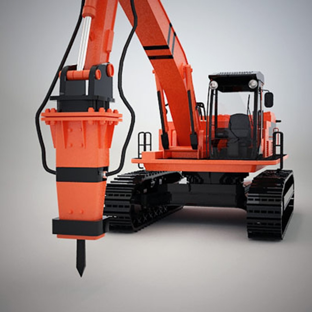 3d model of hammer hydraulic crawler