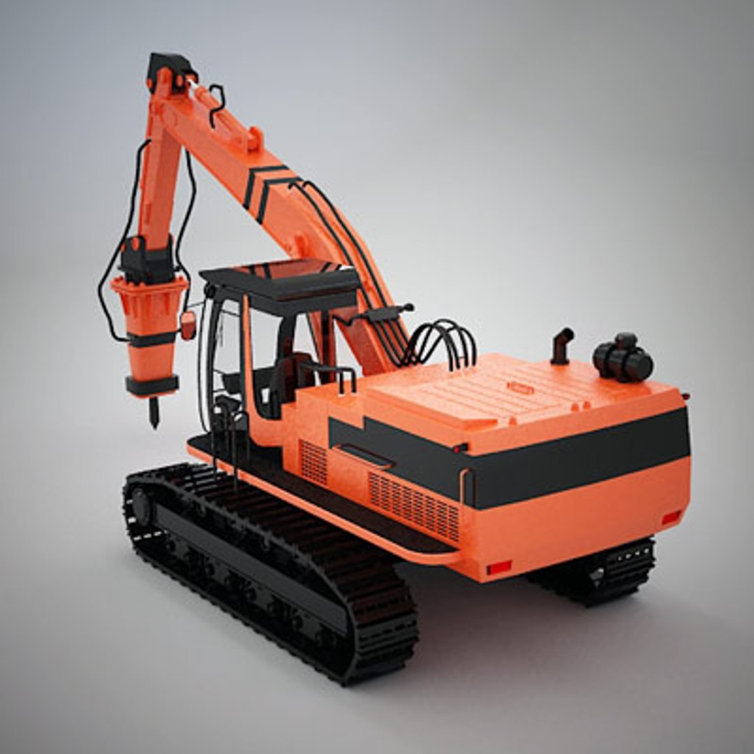 3d model of hammer hydraulic crawler