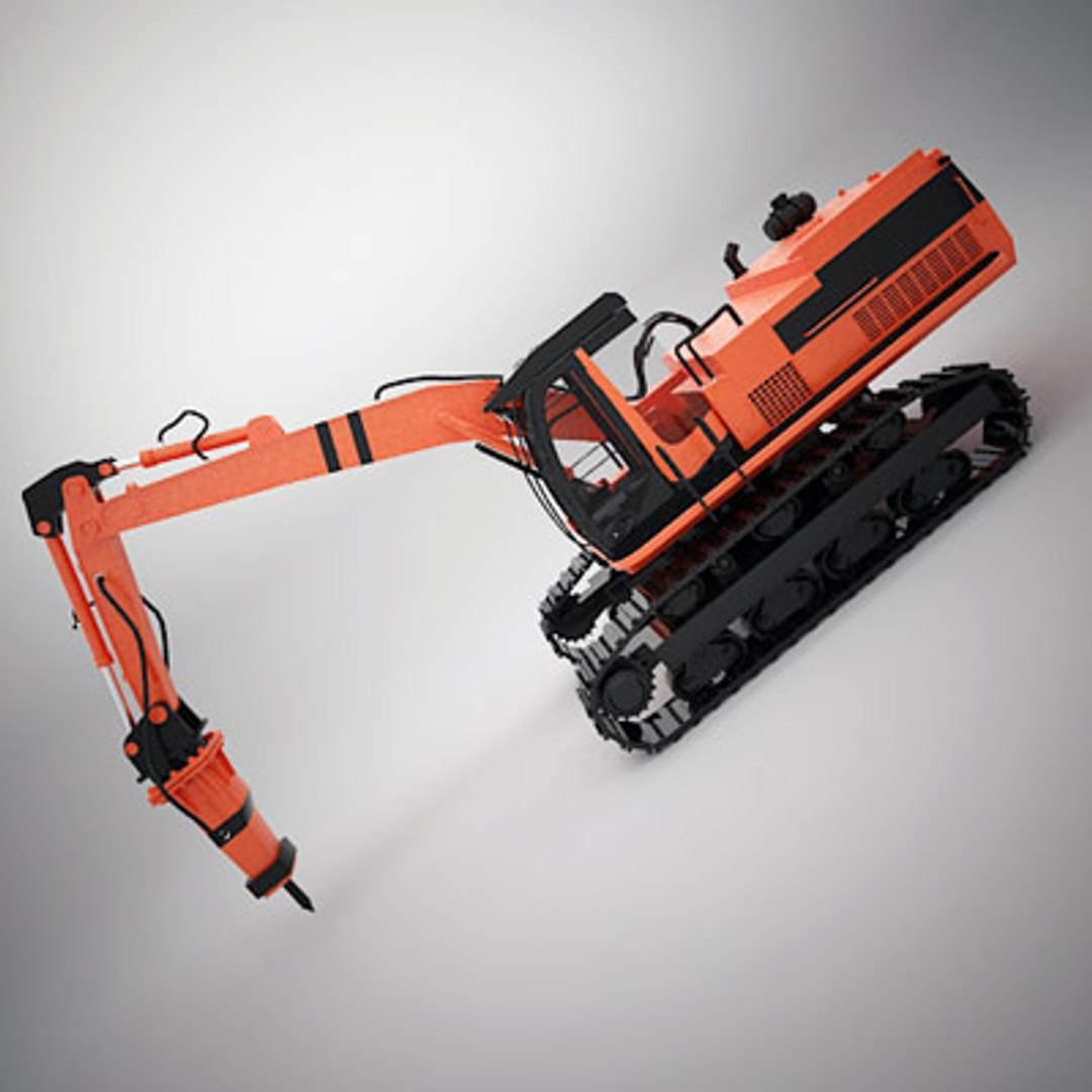 3d model of hammer hydraulic crawler