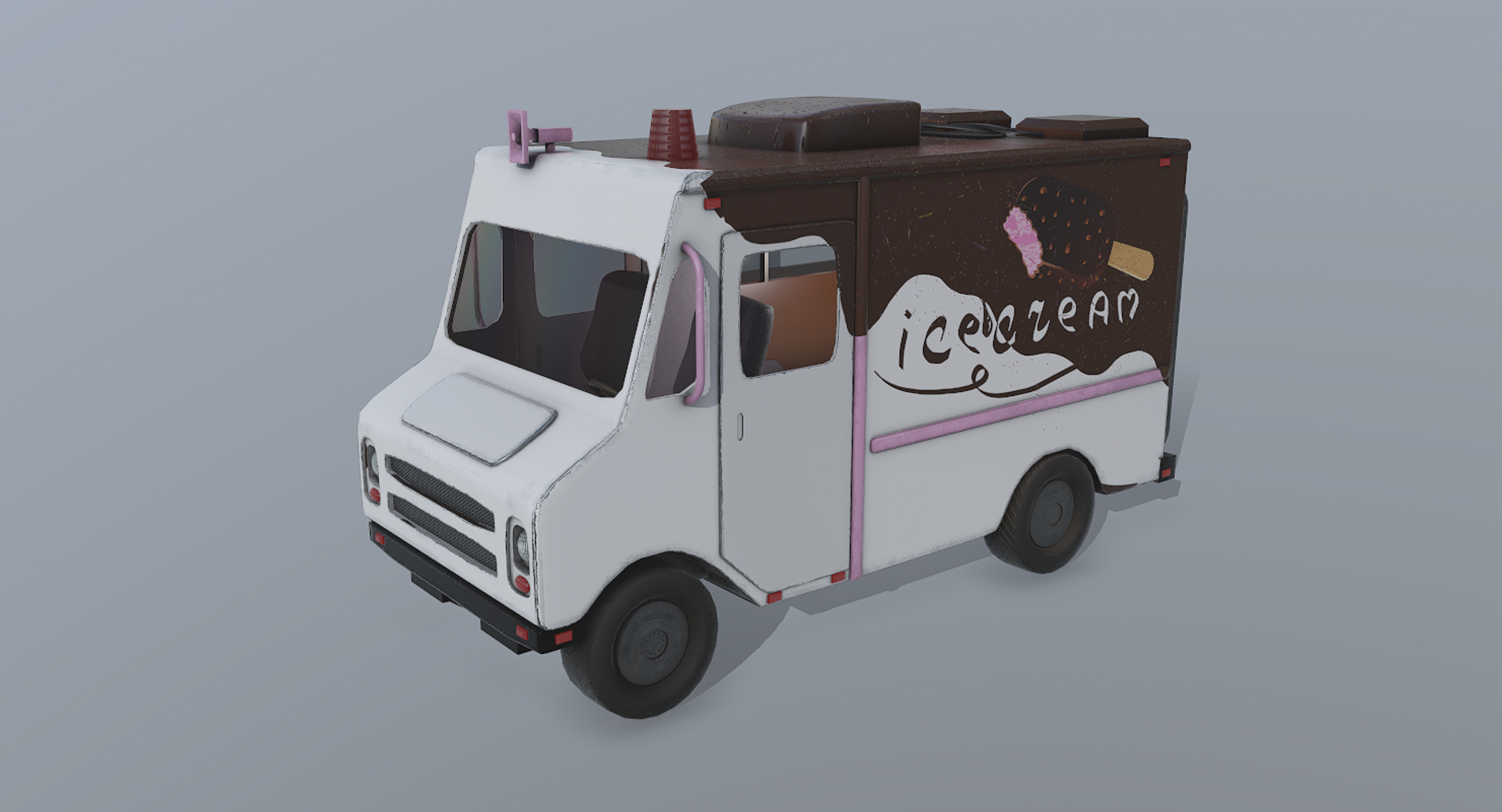 3D Ice Cream Chocolate Truck Model - TurboSquid 1336632