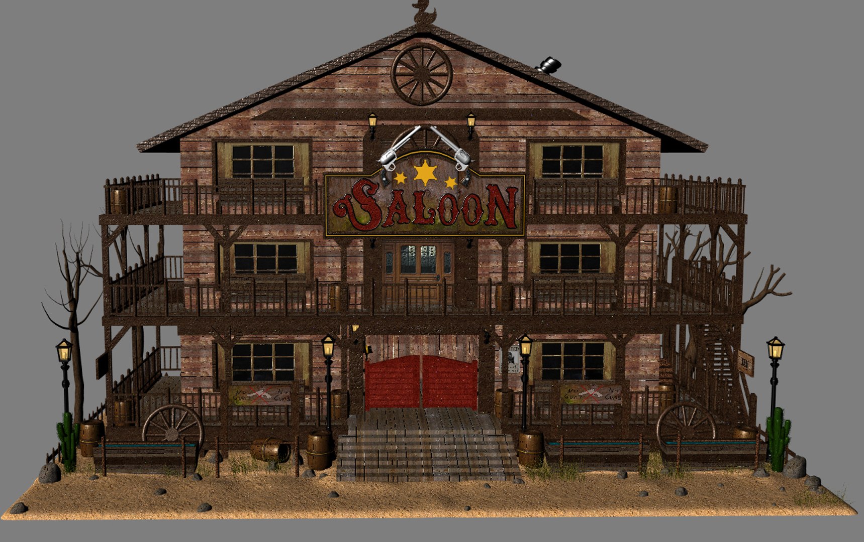 3d Model Cartoon Western Saloon