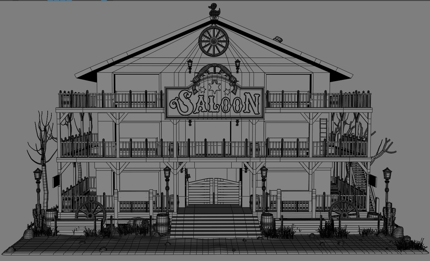 3d model cartoon western saloon