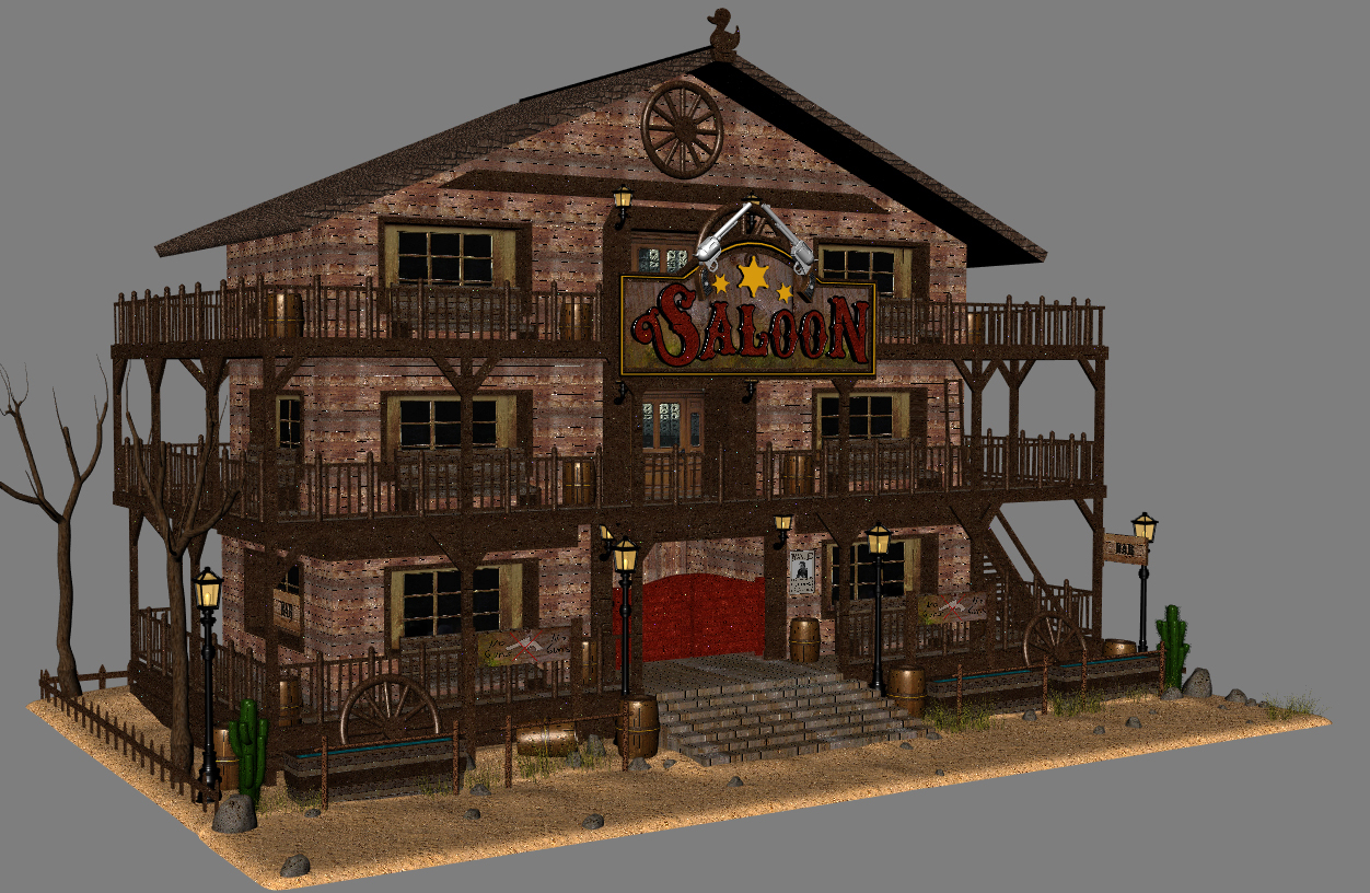 3d model cartoon western saloon