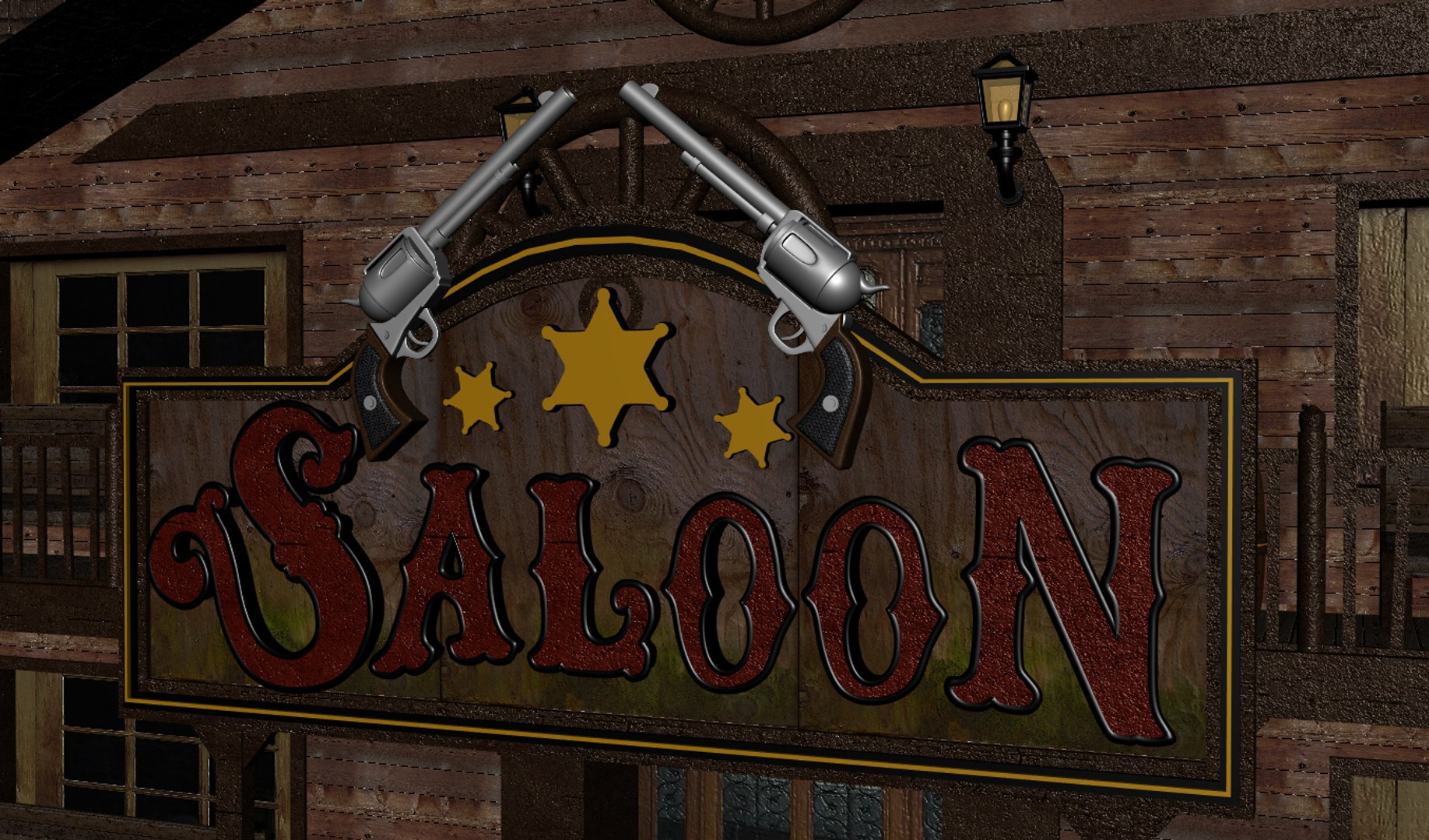 3d Model Cartoon Western Saloon