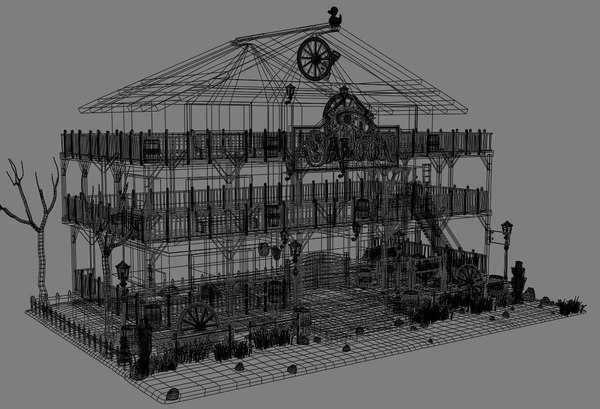 3d model cartoon western saloon