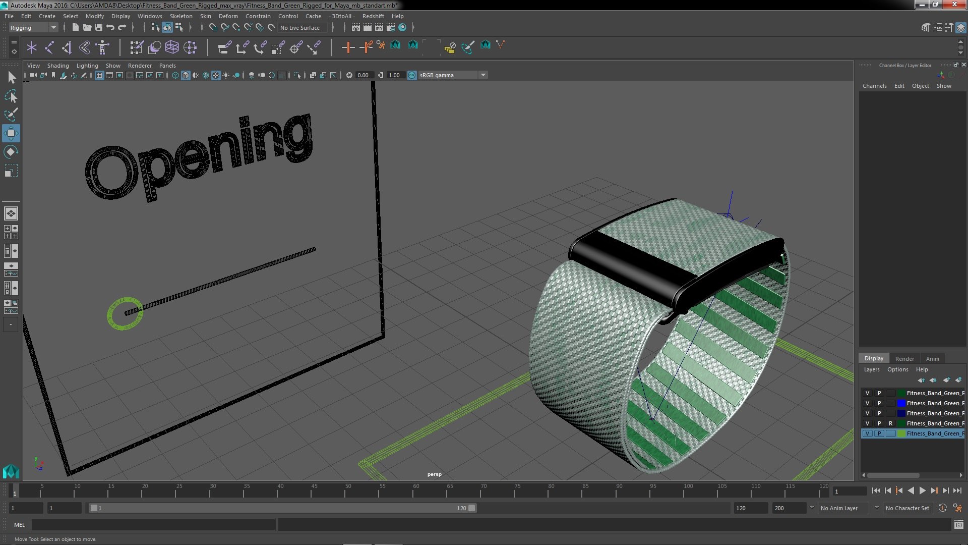 Fitness Band Green Rigged For Maya 3D - TurboSquid 2124918