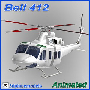 3d model bell 412 helicopter animation
